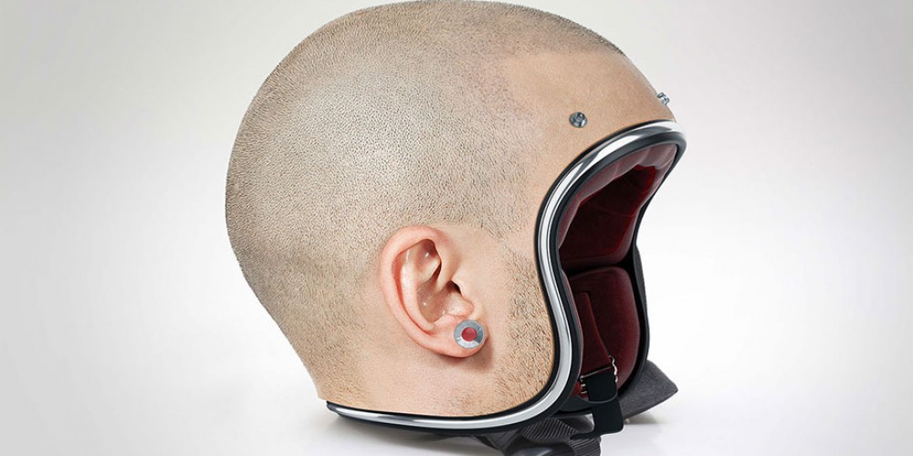 Creepy realistic weird motorcycle helmets that look like shaved heads ...